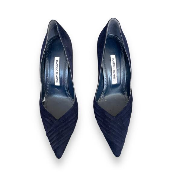 Manolo Blahnik | Shoes | Manolo Blahnik Navy Blue Heels | Poshmark